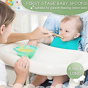 Potchen 14 Pack Silicone Baby Spoons First Stage Feeding for Babies and Toddlers Infant Spoon Led Weaning Training 6 Months Self Feeding, Soft Set, 4.5 x 1 inches