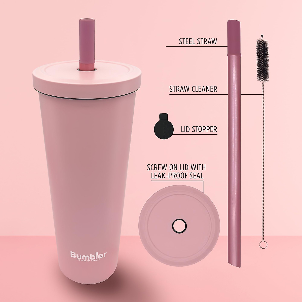 Double Bubble Boba Bundle Pink and Blue- Stainless Steel