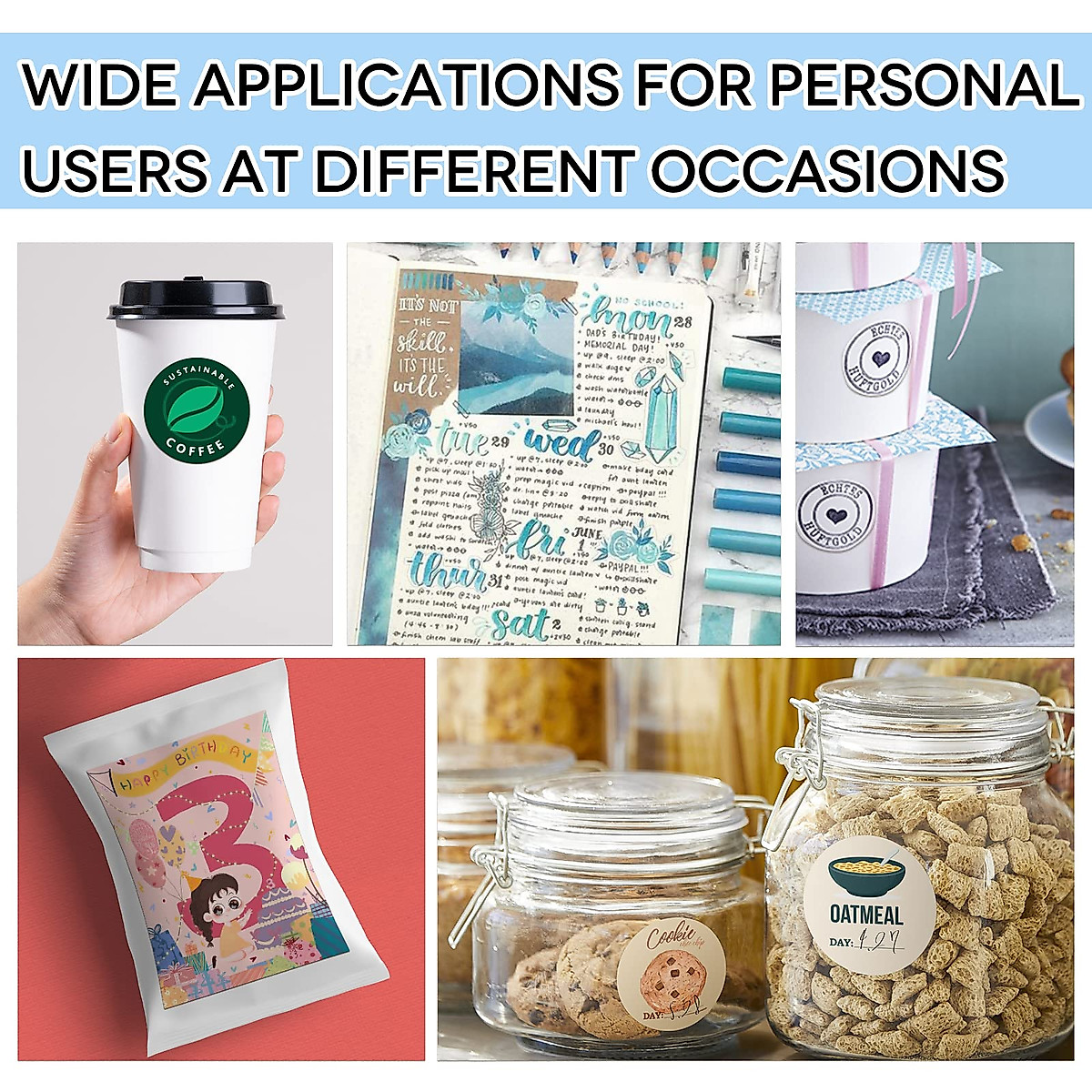 Koala 100 Sheets Sticker Paper Matte White, 8.5x11 Inch Printable Full Sheet Label Paper for Inkjet Printers