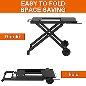 Portable Grill Cart for Blackstone 17 Inch & 22 Inch Table Top Griddles, Folding Cart Griddle Stand with Side Shelf for Blackstone 17" 22" Grills, Backyard, Camping and Outdoor Cooking