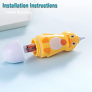 Caromolly Kids U-Shaped Electric Toothbrush, Automatic Massage Toothbrush with U-Type, Cartoon Modeling Toothbrush with Three Types of Brush Heads,Battery Operated,Small for 2-6 Years,Yellow,1 Pack