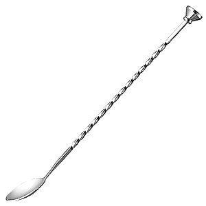 KITESSENSU Bar Cocktail Mixing Glass, 12 Inches Stainless Steel Bar Spoon and Stainless Steel Classic Hawthorne Spring Cocktail Strainer with Long Handle Bundle