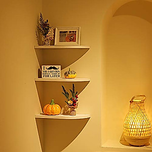 WELLAND Floating Corner Shelves Wall Mounted Display Shelf Set of 3 for Bathroom, Bedroom, Living Room, Kitchen, Office and More