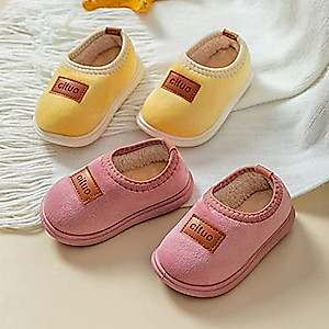 Lykmera Childrens Kids Cotton Fleece Slippers Girls Boys Cotton Shoes Soft Sole Winter Warm Indoor Non Slip Cotton Slippers (Pink, 3.5-4.5 Years)