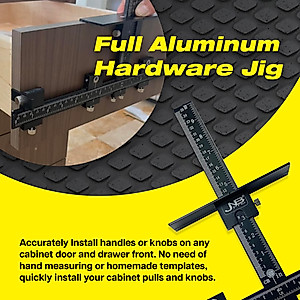 JNB PRO Precision Aluminum Cabinet Hardware Jig Tool - Enhanced Drill Guide for Knobs, Pulls, and Handles Installation - Adjustable, Durable, and User-Friendly Template for Doors & Drawers