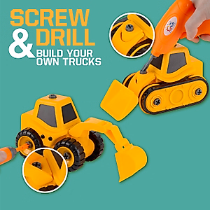 ToyVelt 16 in 3 Construction Take Apart Toys Trucks for 4 Year Old Boys STEM Tractor Toys for 3 Year Old Boys, Best Birthday for Boys & Girls Ages 3-12 Years Old - Updated 2021