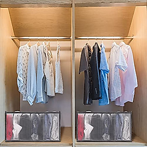 Boao PCS Wardrobe Clothes Organizer Foldable Drawer Organizers Gray Clothing Organizer Clothing Compartment Storage Box, 6/7/9/11 Grids (Upgraded:4Jeans+4Leggings+4Shirts)
