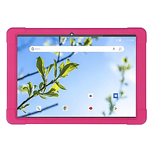 onn. 10.1" Tablet Case (Model: 100011886), [Kickstand] [Case for Kids] Shockproof Silicone Case Tablet Protective Bracket Stand Cover Case for ONN 100011886 10.1 inch Tablet (Rose Red)