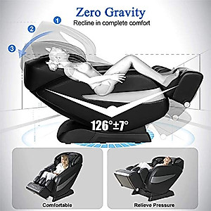Massage Chair,Zero Gravity SL Track Massage Chairs, Full Body Shiatsu Massage Chair Recliner with Space Saving, Auto Body Detection, Thai Stretching, Bluetooth Speaker, Heat, Foot Roller (Black)