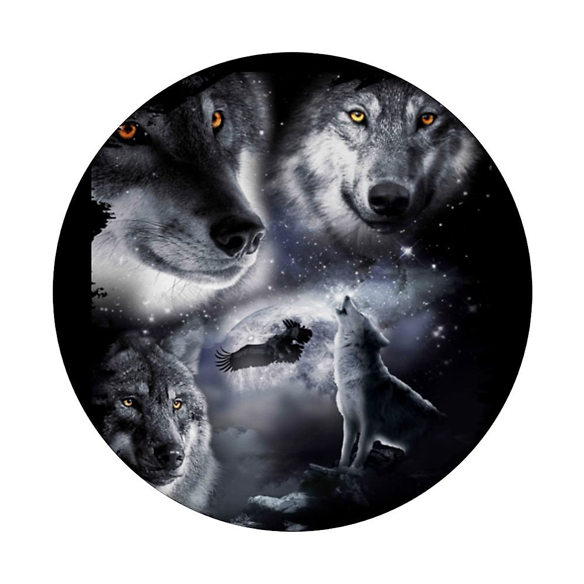 Space Wolves 3 Three Snow Wolf Howling At Moon PopSockets Swappable PopGrip