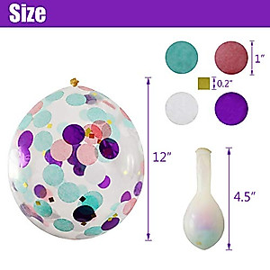 50 Pack Mermaid Party Balloons 12 Inch Light Purple Dark Purple Pink Blue Latex Balloons & Confetti Balloons Birthday Party Bridal Shower Wedding Baby Shower Decorations Princess Party Supplies