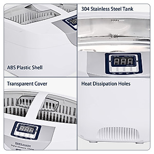 H&B Luxuries Professional Ultrasonic Cleaner with Heater 160 Watts 2.5 Liters for Dental Carb Parts Jewelry Dentures Also Good Home Use