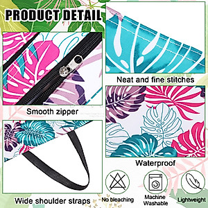 Cunno 8 Pcs Summer Reusable Shopping Bags for Groceries 13.78 x 17.72 x 4.72 Inch Beach Foldable Tote Bag with Zipper and Handles Large Capacity Waterproof Travel Tote Bags for Women Work Gym