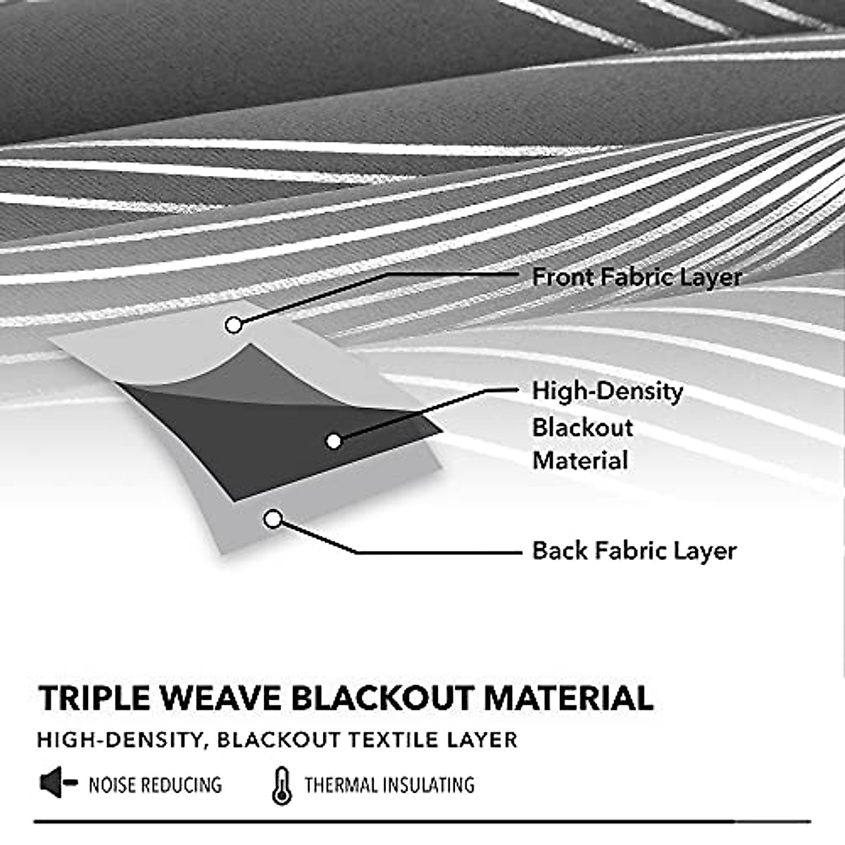 Deconovo Blackout Curtains for Bedroom 84 Inches Long,Wave Foil Print Room Darkening Black Out Curtains for Living Room, 2 Panels Set, 52 by 84 Inch, Dark Grey