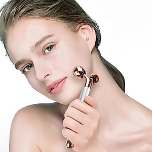 3-IN-1 Electric Jade Roller 3D Roller Facial Roller & Face Massager, Rose Quartz