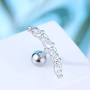 Melighting Helix Earrings 16G Curved Marquise Cartilage Earrings Clear CZ Surgical Steel 316L Tragus Piercing Jewelry Earring Stud Body Piercing Jewelry for Women