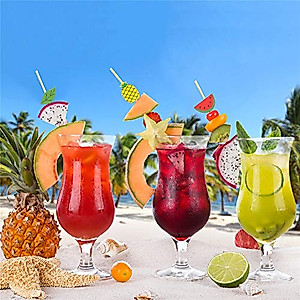 Minisland Mix-colored Fruits Watermelon Pineapple Leaf Cocktail Toothpicks 4.7 Inch Long Bamboo Skewers for Appetizers Drinks Hawaiian Party Food Picks 100 Counts- MSL115
