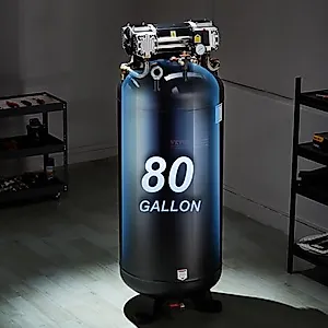 VEVOR 80 Gallon Air Compressor, 6.5HP 15.5SCFM@90 PSI, 2-Stage 145PSI Oil Free Stationary Compressor Tank, 86dB Quiet Compressor for Industrial Manufacturing, Workshops (220V/60Hz Single-Phase Power)