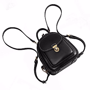 LAORENTOU Cowhide Mini Leather Backpack for Women Small Backpack Purse, Ladies Shoulder Handbags Valentines Day