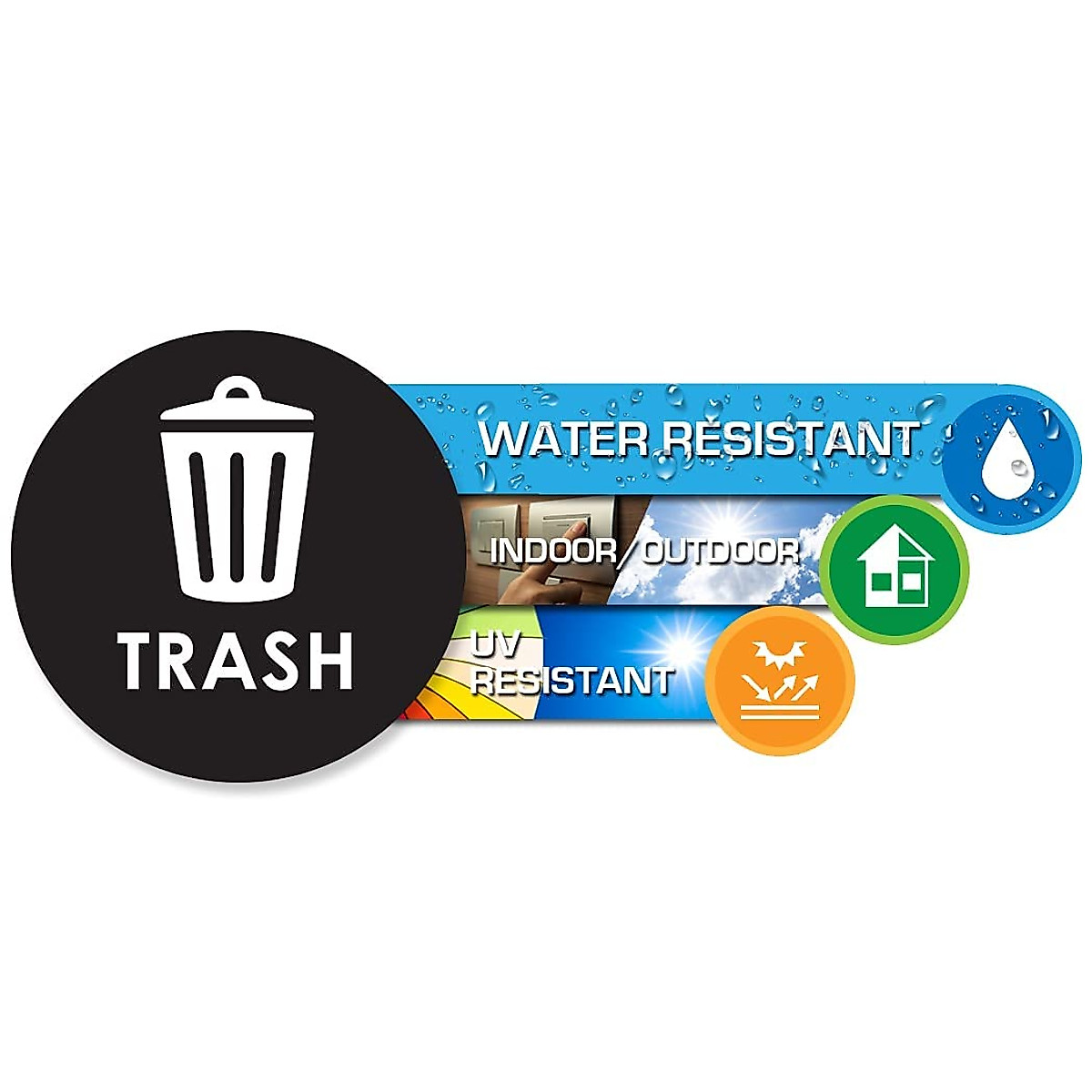 Recycle Sticker Trash Can Decal - 6" Large Recycling Vinyl - 4 Pack (Black & Blue)
