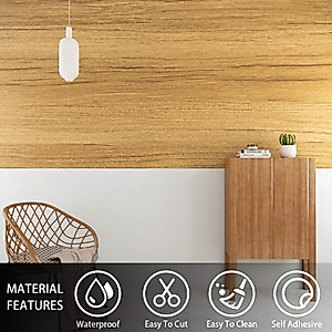 VEELIKE 15.7''x118'' Brown Wood Wallpaper Waterproof Peel and Stick Wood Vinyl Film Self Adhesive Removable Wood Grain Contact Paper Decorative Wall Covering for Cabinets Countertops Furniture Bedroom