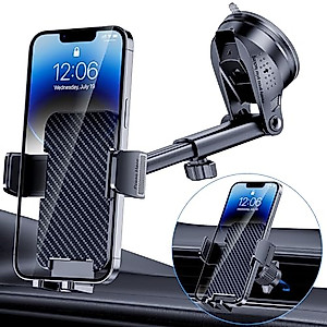 BIVGAZA Phone Holder Car [Military-Grade Suction] Universal Car Phone Holder [Thick Case Friendly] Automobile Accessories Dashboard Air Vent Windshield Phone Mount Fit for iPhone Android Smartphones