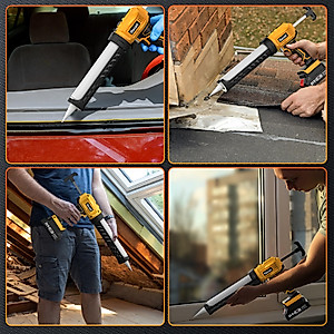 Cordless Caulking Gun w/ 2 Batteries, Uaoaii Electric Caulking Gun Battery Operated w/ 4 Adjustable Speeds, LED Light, Drip-Free Adhesive 10OZ/300ML Caulk Gun for Filling, Sealing