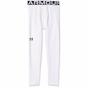 Under Armour Boys ColdGear Armour Baselayer Leggings, White (100)/Black, Medium