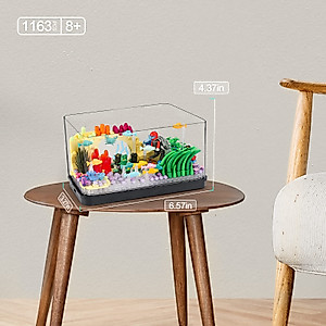 HIGH GODO Fish Tank Aquarium Building Sets, Creative Model Mini Block with Light kit, Collectible Ocean Exploration DIY Toys for Adults Boys Girls Ages 8+(559PCS)
