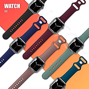 (6 Pack) Sport Band Compatible with Apple Watch Bands 38mm 40mm 41mm 42mm 44mm 45mm 49mm, Soft Silicone Replacement iwatch Strap Bands Compatible for Apple Watch Ultra SE Series 8 7 6 5 4 3 2 1 Men Women (38mm/40mm/41mm S/M, Black/Midnight Blue/Wine Red/S