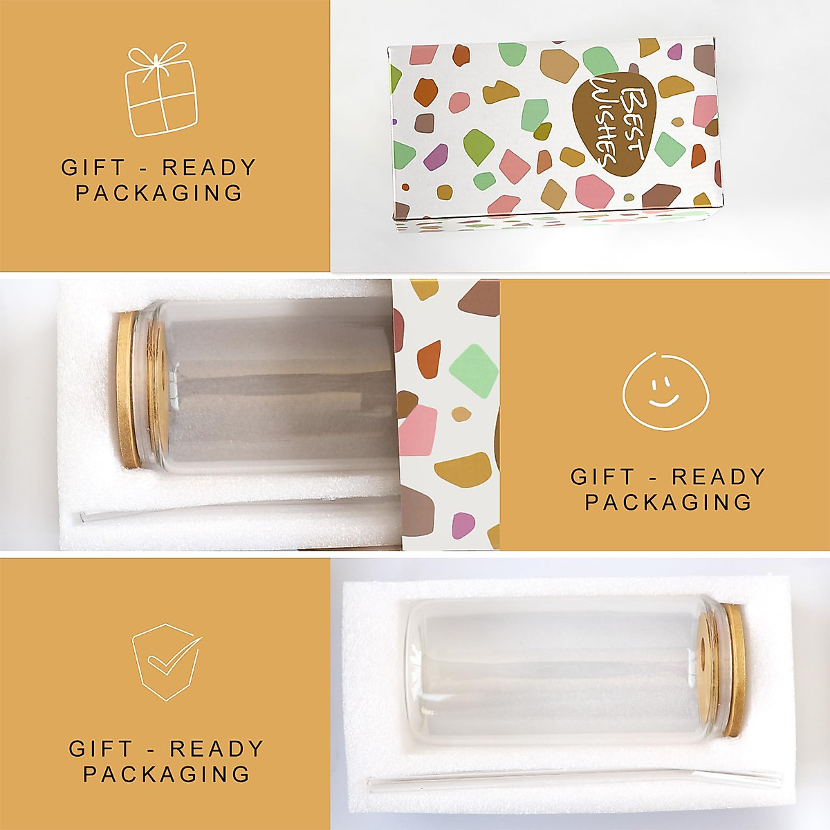 Birthday Gifts for Women, Monogrammed Initial Glass Cup Personalized Gifts for Women, 16oz Glass Cups with Lids and Straws, Iced Coffee Cup, Beer Can Shaped Glass - Personalized Christmas Gifts E