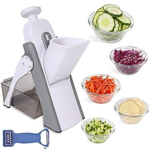 TIKBABA Safe Mandoline Slicer for kitchen,Vegetable slicer for slicing,dicing,julienne(WhiteGrey)