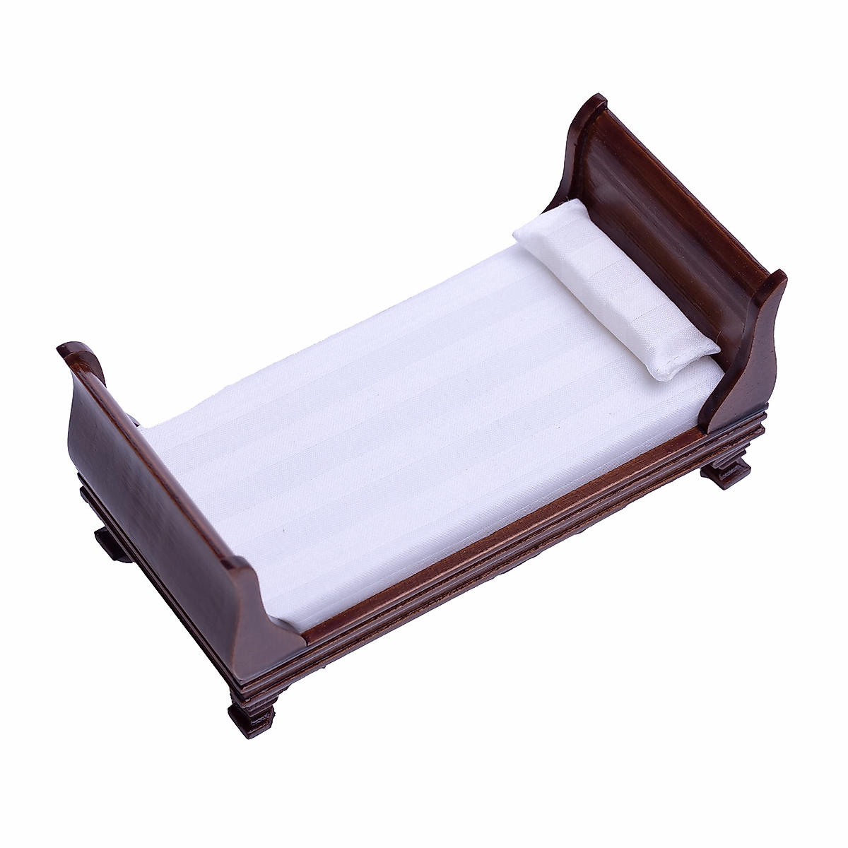Neakomuki Dollhouse Furniture Accessories Mini Wooden Bedroom Furniture Wood Miniature Bed Pillow for Dollhouse Decoration