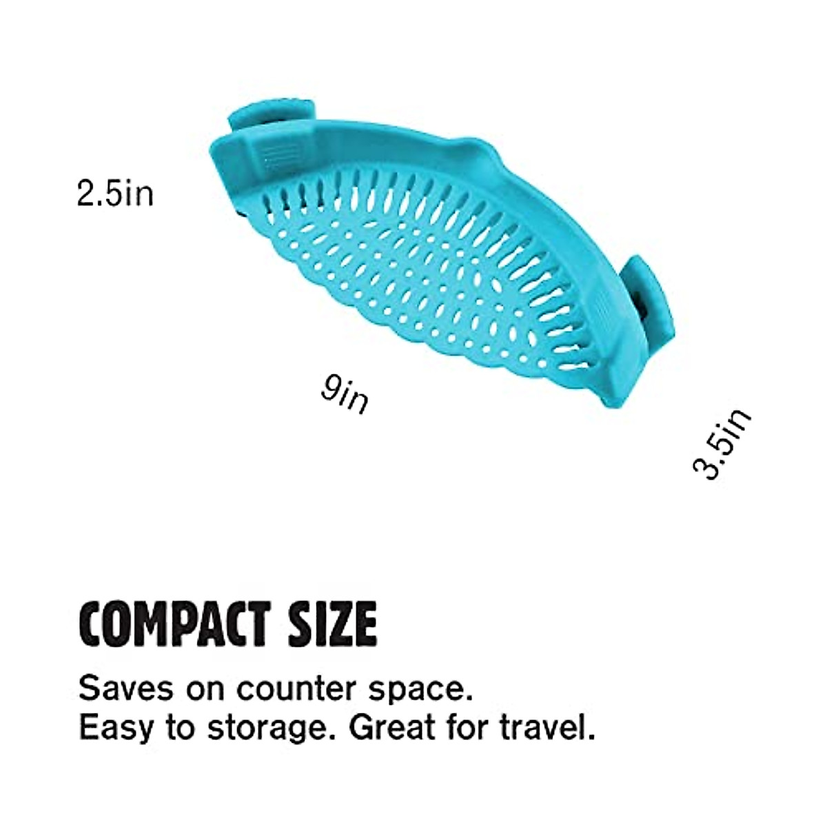 STARBEET Clip On Pot Strainer - Snap n Strain Silicone Food Colander - Fast, Easy, Straining for Noodles, Pasta, Meat, Fruits and Veggies. Fits Most Sizes Round Pots, Pans and Bowls.