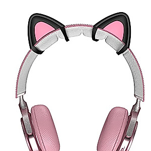 WskLinft 1 Pair Headphone Cat Ear Eye-catching Skin-Friendly Bluetooth-Compatible Headset Silicone Kitty Ear Decoration BT Headset Accessories Black
