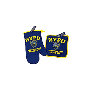 New York City NYPD Police Department Oven Mitt & Pot Holder Set Officially Licensed Souvenir Collectable Product