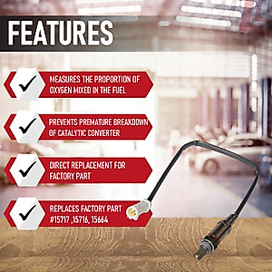 Replacement Oxygen Sensor - Replaces 15717, 15716, ZZC318861, XR3Z9G444CA - Compatible with Ford, Lincoln, Mercury & Mazda - Ranger, Mustang, Expedition, Explorer, Escape, F150, Tribute