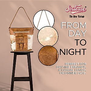 SIXTEASE Womens Shoulder Bag Vintage Style Shoulder Bags for Women - Made with Genuine Leather, Upcycled Canvas, or Hair On - Handmade, Adjustable Strap, Brass and Zinc Hardware - Tan Gold