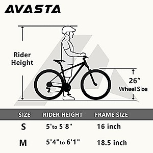 AVASTA Adult Mountain Bike 21-Speeds 26-Inch Wheels for Men and Wowen, Aluminum Frame Disc Brakes Mountain Bicycle, Front Suspension,Size S,Grey