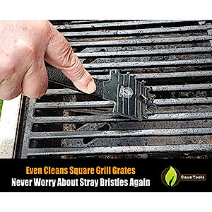 Cave Tools Bristle-Free Metal Grill & Griddle Scraper - Includes Bottle Opener - Barbeque Brush Substitute - BBQ Grill Accessories, Stainless Steel
