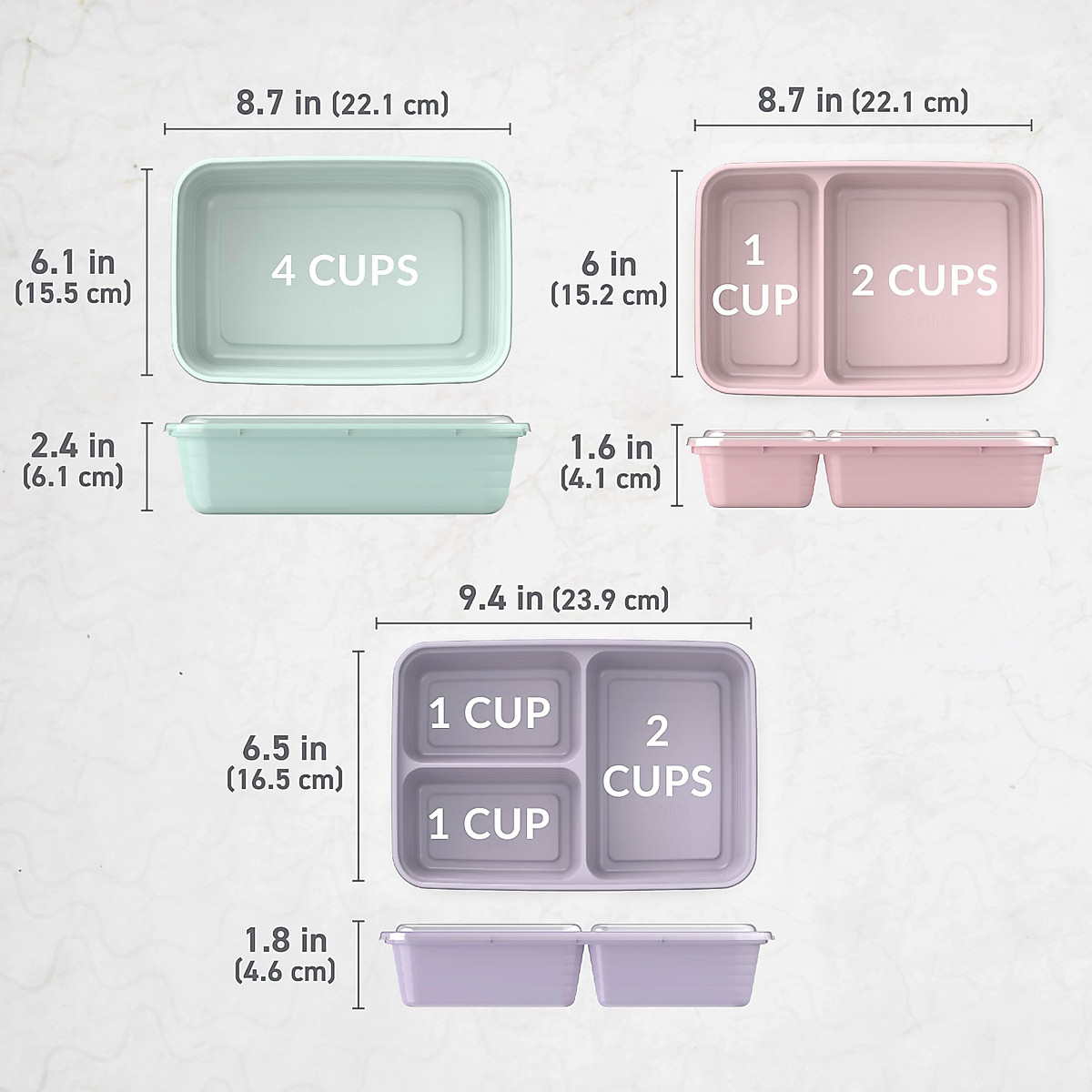 Bentgo® Prep 60-Piece Meal Prep Kit - 1, 2, & 3-Compartment Containers with Custom Fit Lids - Microwaveable, Durable, Reusable, BPA-Free, Freezer & Dishwasher Safe Storage Containers (Floral Pastels)