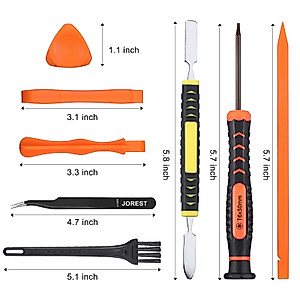 JOREST Repair Kit for Xbox One/360/X PS4 PS3 PS5, PH0 T6 T8 T10 Torx Security Screwdriver, Crowbars,Tweezers, Cleaning Tool for Controller and Console