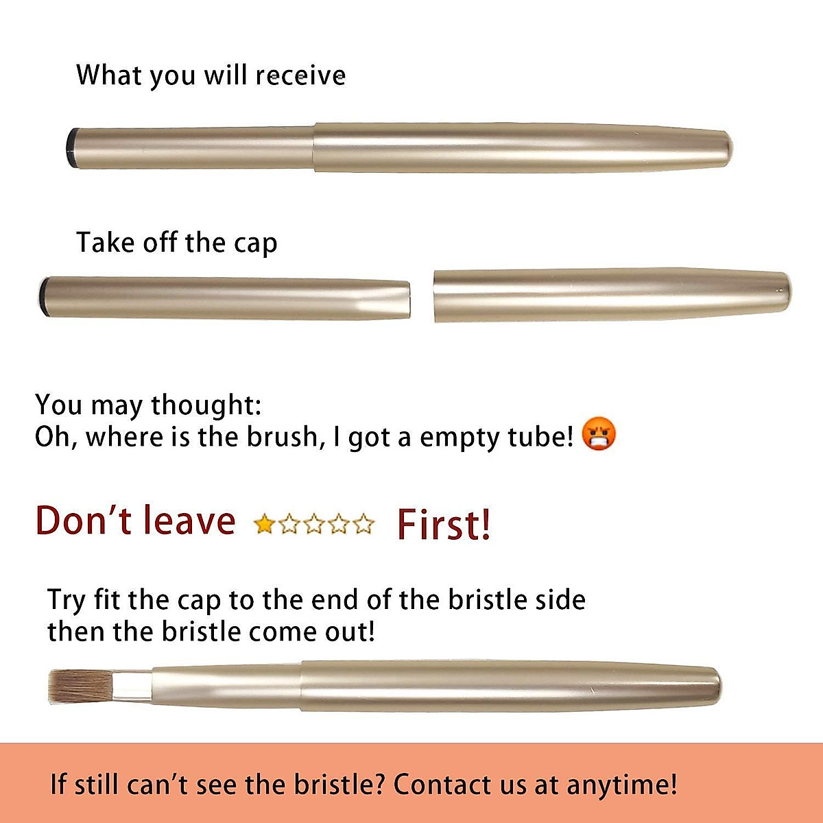 Rownyeon Travel Retractable Lip Brush Applicators Flat for Lipstick Gloss Creams Portable with Cap, Professional Makeup Brush for Women Girls As Christmas Gift and Halloween Makeup Tools