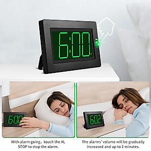 KWANWA Alarm Clock, Wall Clock, Digital Clock, 3" LED Digit Display, Battery Operated, Adjustable Brightness, Auto Night Mode, Auto Alarm Volume Increasing, Wall-Mount & Table-top