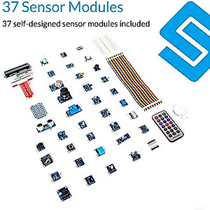SunFounder 37 Modules Sensor Kit V2.0 for Raspberry Pi 4B 3 Model B+ 3B 2B B+ A+ Zero, GPIO Extension Board Jump Wires