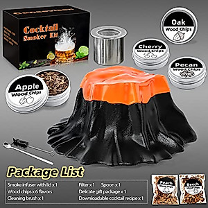 Cocktail Smoker Kit, Whiskey Bourbon Smoker Kit with 6 Flavors Wood Chips, Old Fashioned Drink Smoker Infuser Kit Gift for Men Dad Husband Bartender to Infuse Cocktails Wine Whiskey
