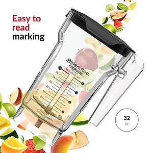 Blendtec 75 oz FourSide Commercial Jar - Four-Sided Replacement Blender Jar - Compatible with Most Blendtec Blenders - 32 oz Blending Capacity - Clear