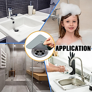 Yinkin 6 Pcs Shower Drain Cover Silicone Floor Drain Cover Anti-odor Mat for Shower Tub Stopper Shower Drain Cover for Bathtub Kitchen Laundry Sink Accessories (Grey, 5.79 x 5.79 Inch)