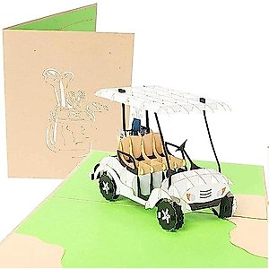 PopLife Golf Cart 3D Pop Up Father’s Day Card - Happy Anniversary, Retirement Gift, Valentine's Day card for Him, Birthday - Golfing Gift for Husband, Card for Golfers - for Son, Father, Grandpa