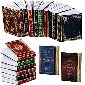 Skylety 24 Pieces 1:12 Scale Miniatures Dollhouse Books Assorted Miniatures Dollhouse Accessories Small Books Decoration Accessories Doll Toy Supplies(Printed Style)